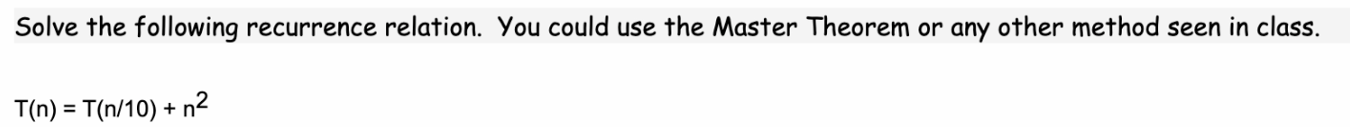 Solved Solve the following recurrence relation. You could | Chegg.com