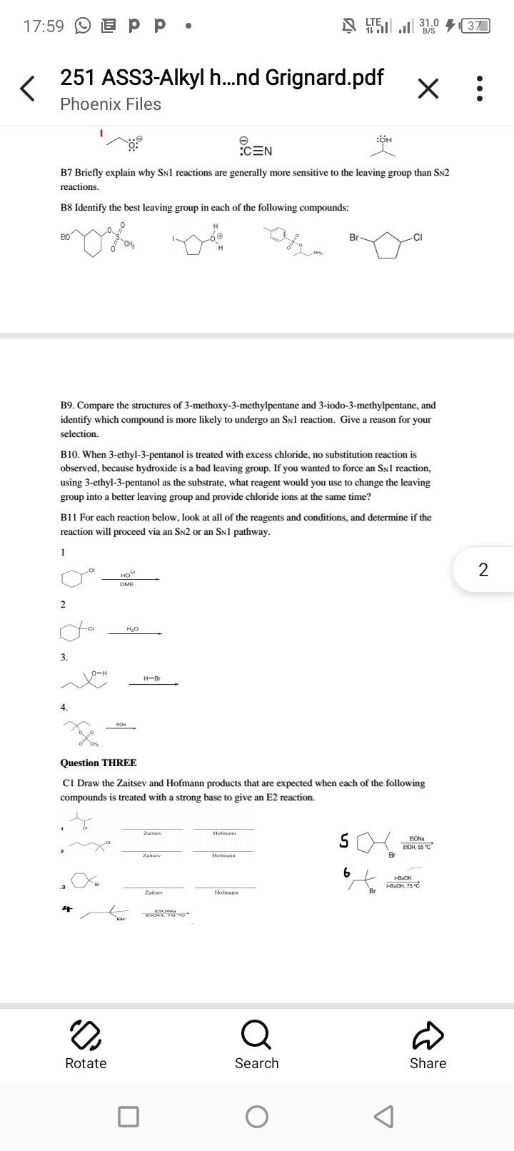 Solved B7 Briefly explain why SN1 reactions are generally | Chegg.com
