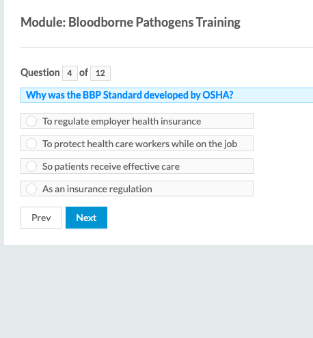 Solved Module: Bloodborne Pathogens Training Question 1 of | Chegg.com