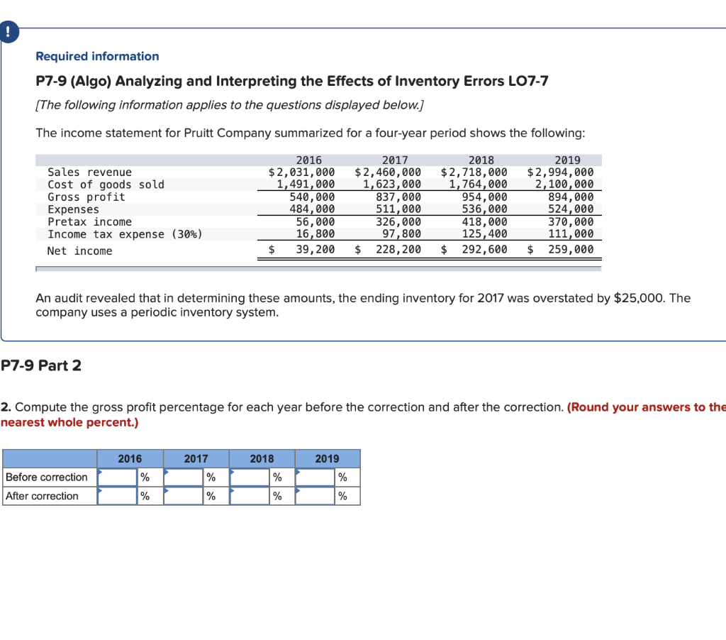 Solved ! Required information P7-9 (Algo) Analyzing and | Chegg.com