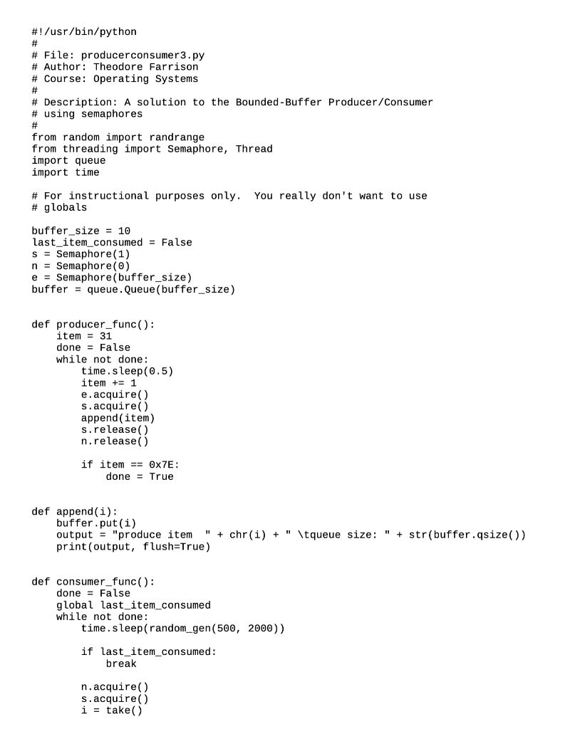 Solved producerconsumer3.py. Bounded Buffer | Chegg.com