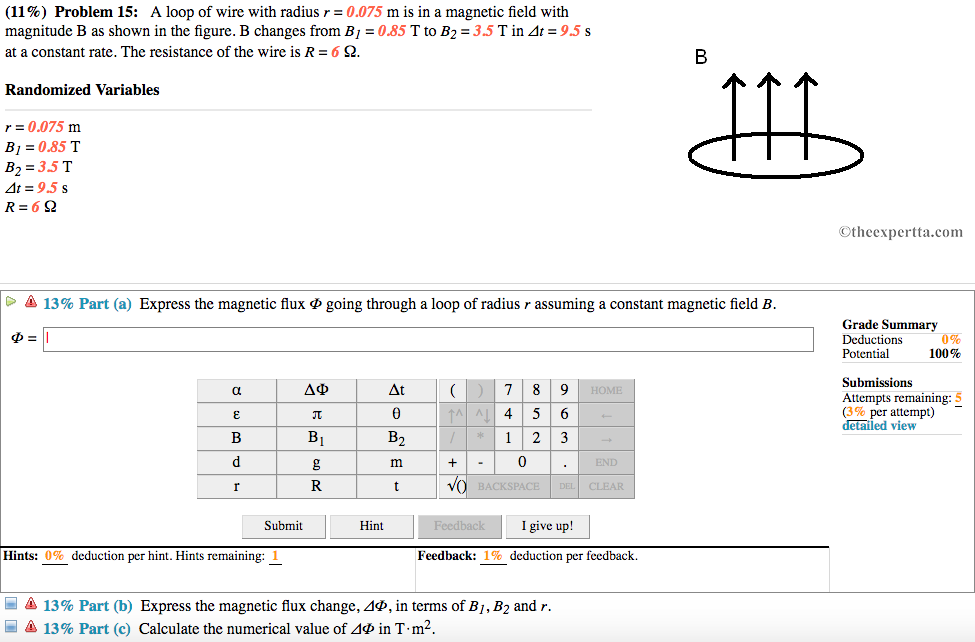 Solved: (11%) Problem 15: A Loop Of Wire With Radius R 0.0... | Chegg.com