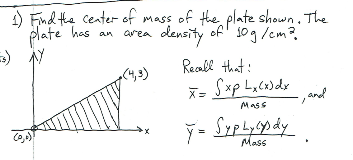 Solved 1) Find the center of mass of the plate shown. The | Chegg.com