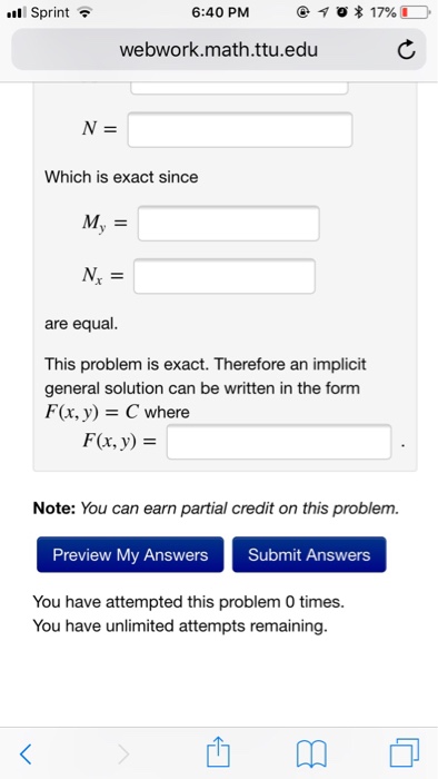 Solved Sprint 6:40 PM webwork.math.ttu.edu In this problem | Chegg.com