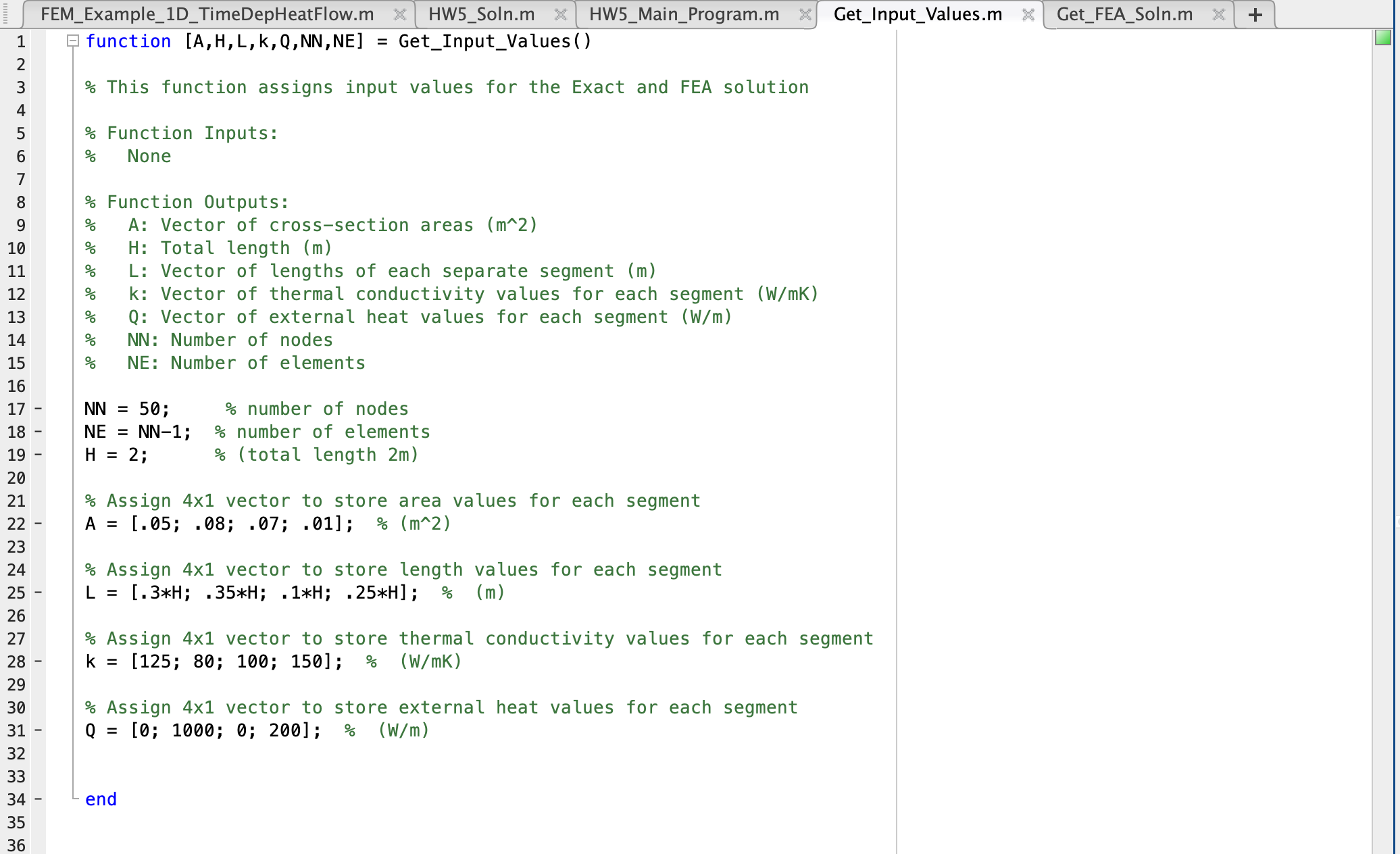 1. Modify the 1-D Heat Conduction MATLAB code from | Chegg.com