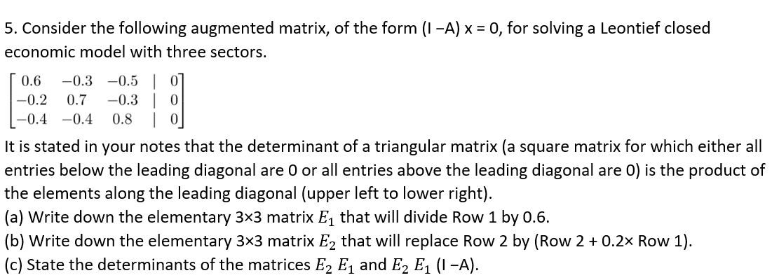 Solved 5. Consider the following augmented matrix, of the | Chegg.com