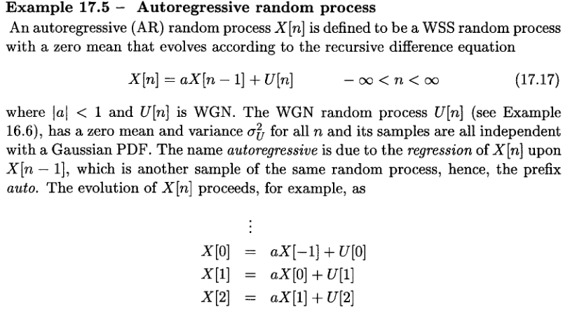 17.35 (w,c) Consider the AR random process defined in | Chegg.com