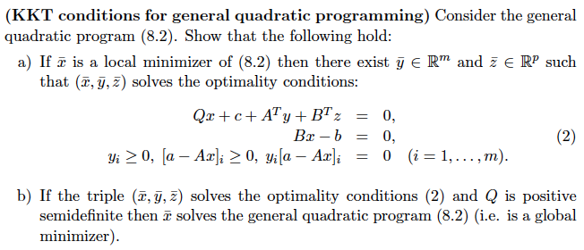 (KKT conditions for general quadratic programming) | Chegg.com