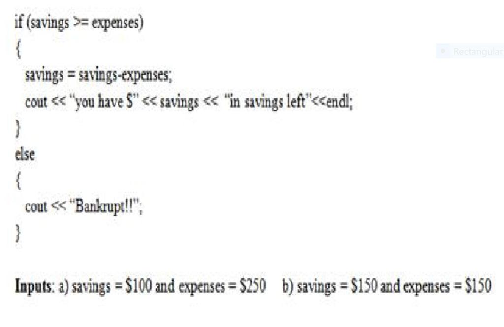 Solved Observe the following fraction of a C++ program. For | Chegg.com