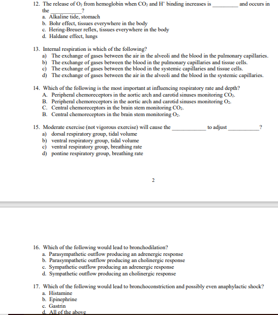 Solved and occurs in 12. The release of O2 from hemoglobin | Chegg.com