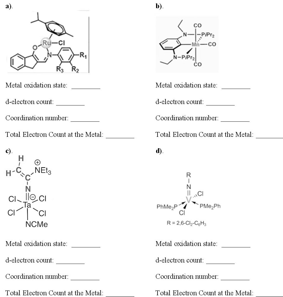 Solved Determine the metal oxidation state, the d-electron | Chegg.com