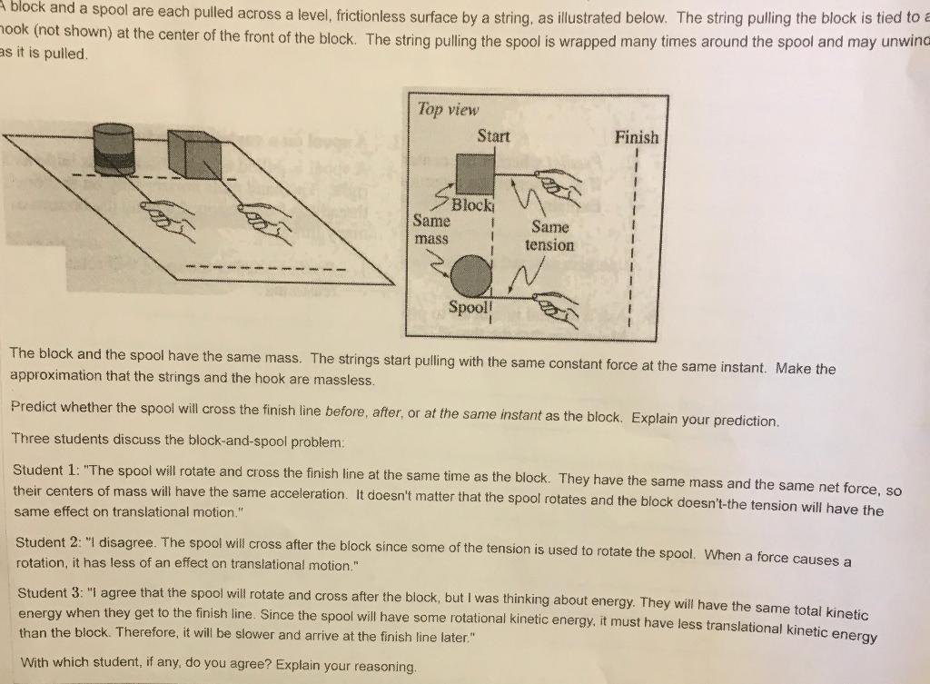 Solved A block and a spool are each pulled across a level, | Chegg.com