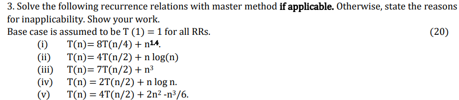 Solved 3. Solve the following recurrence relations with | Chegg.com