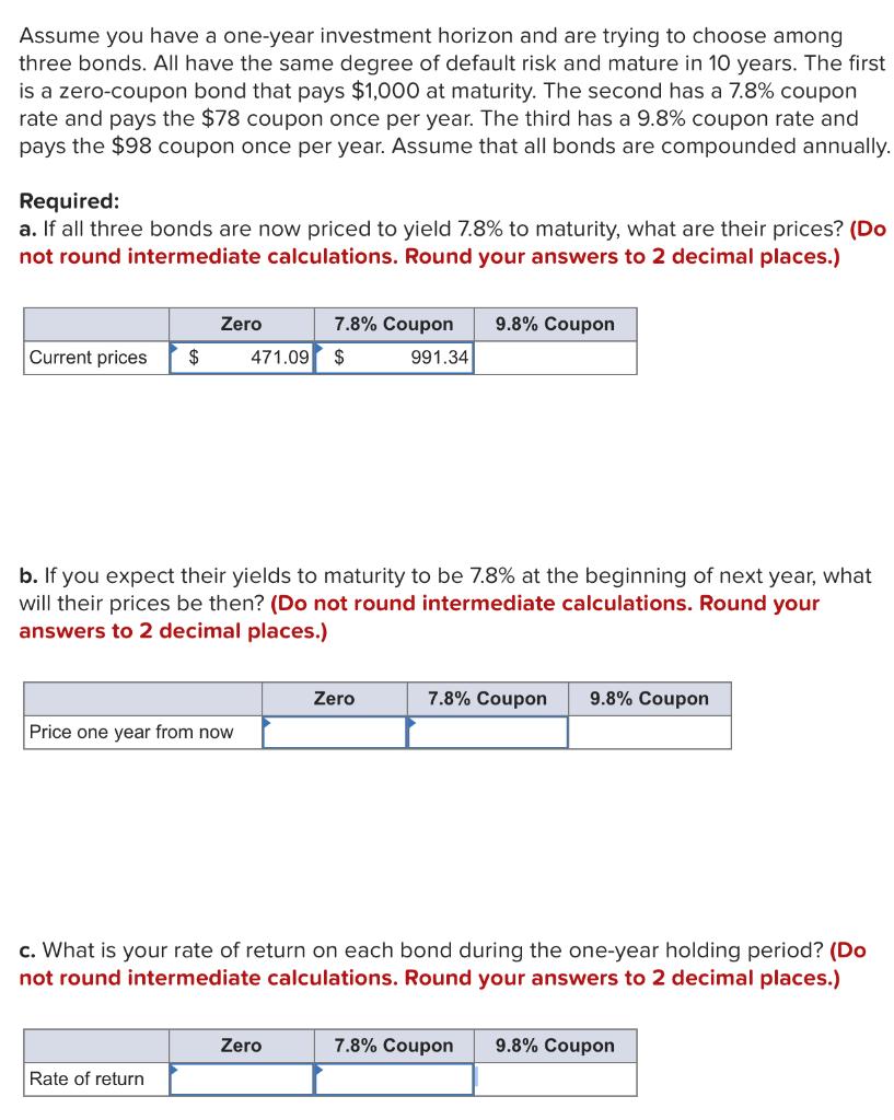Solved Assume you have a one-year investment horizon and are | Chegg.com