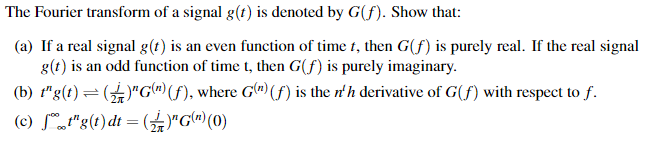 Solved The Fourier transform of a signal g(t) is denoted by | Chegg.com