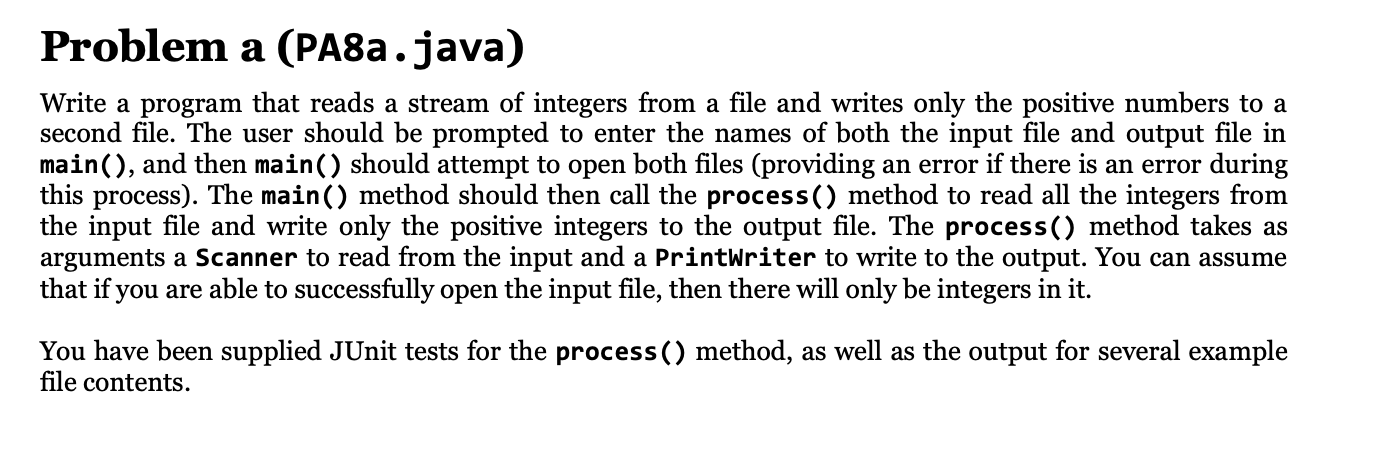 Solved Problem a (PA8a.java) Write a program that reads a | Chegg.com