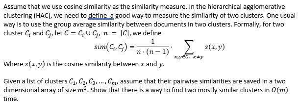 Assume that we use cosine similarity as the | Chegg.com