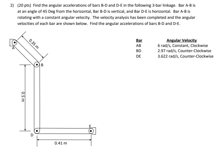 Solved 2) (20 pts) Find the angular accelerations of bars | Chegg.com