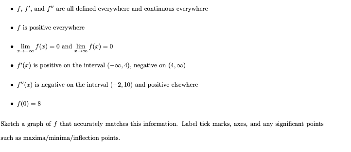 Solved . f. f', and f" are all defined everywhere and | Chegg.com