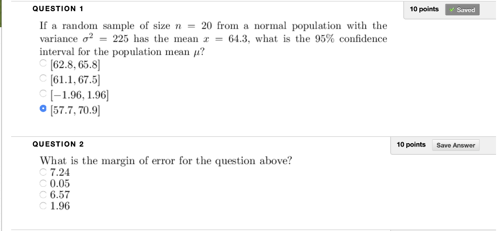 Solved if a random sample of size n = 20 from a normal | Chegg.com