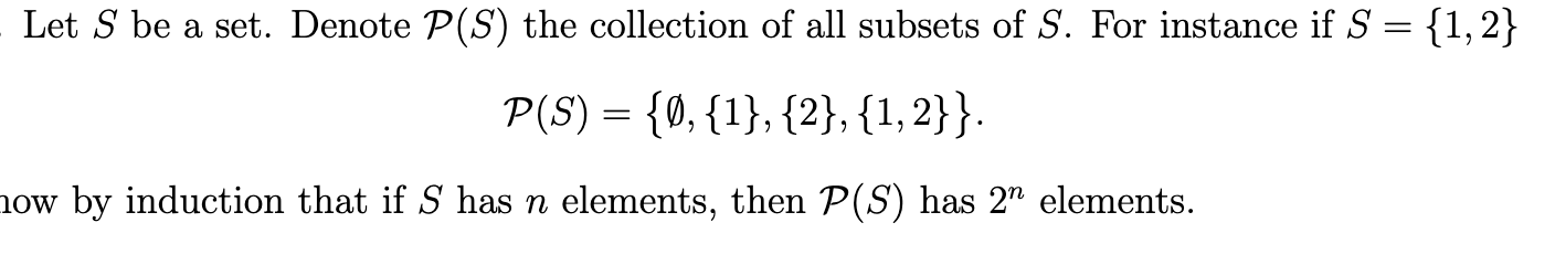 Solved Show my induction that if S has n elements, then P(S0 | Chegg.com