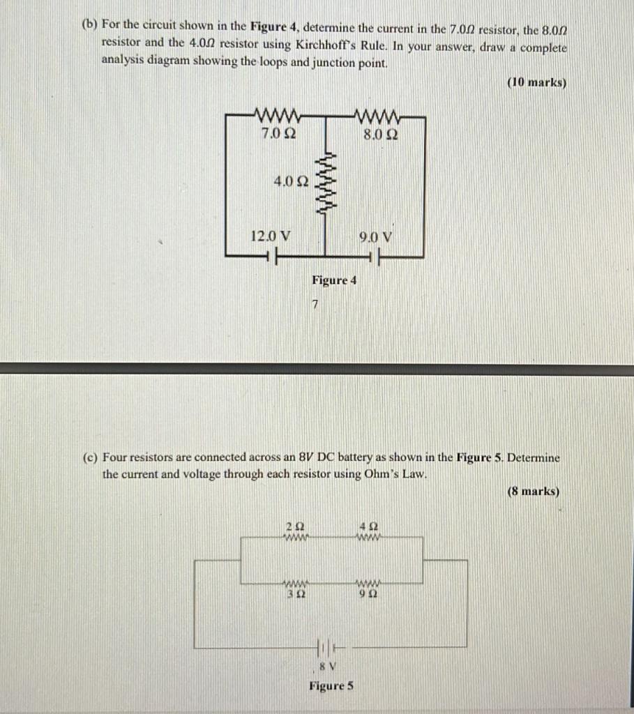 Solved (b) For the circuit shown in the Figure 4, determine | Chegg.com