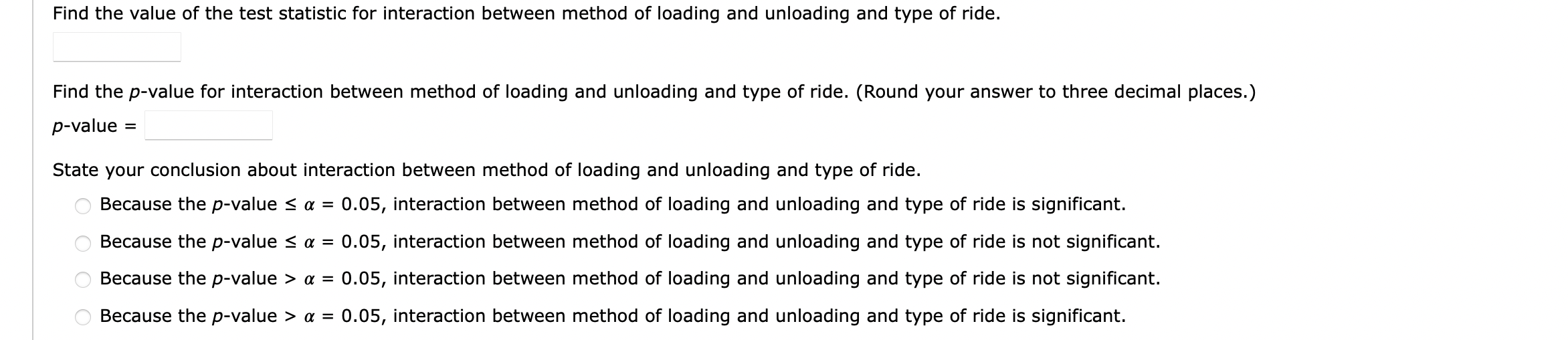 Solved Find the p-value for method of loading and unloading. | Chegg.com