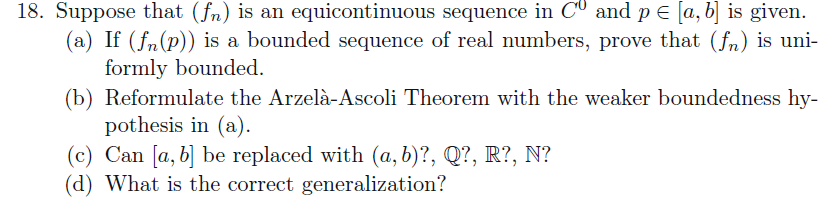 Solved 18. Suppose that (fn) is an equicontinuous sequence | Chegg.com