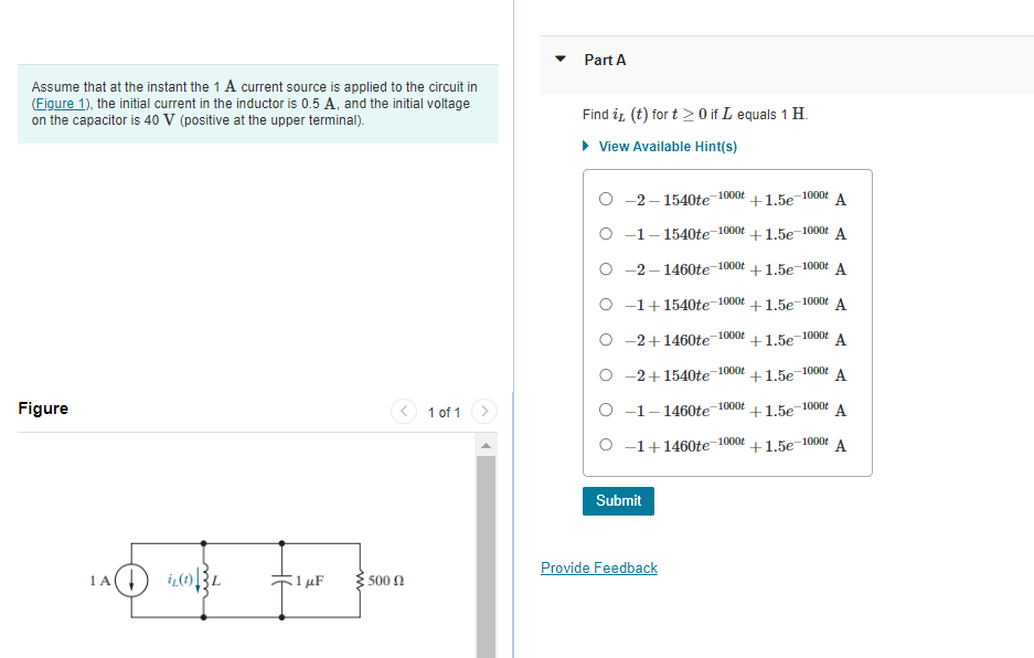 Solved Assume that at the instant the 1 A current source is | Chegg.com