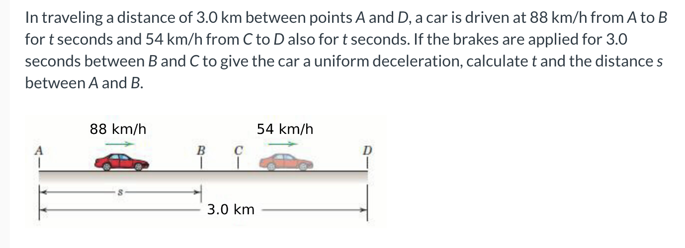 Solved In traveling a distance of 3.0 km between points A | Chegg.com