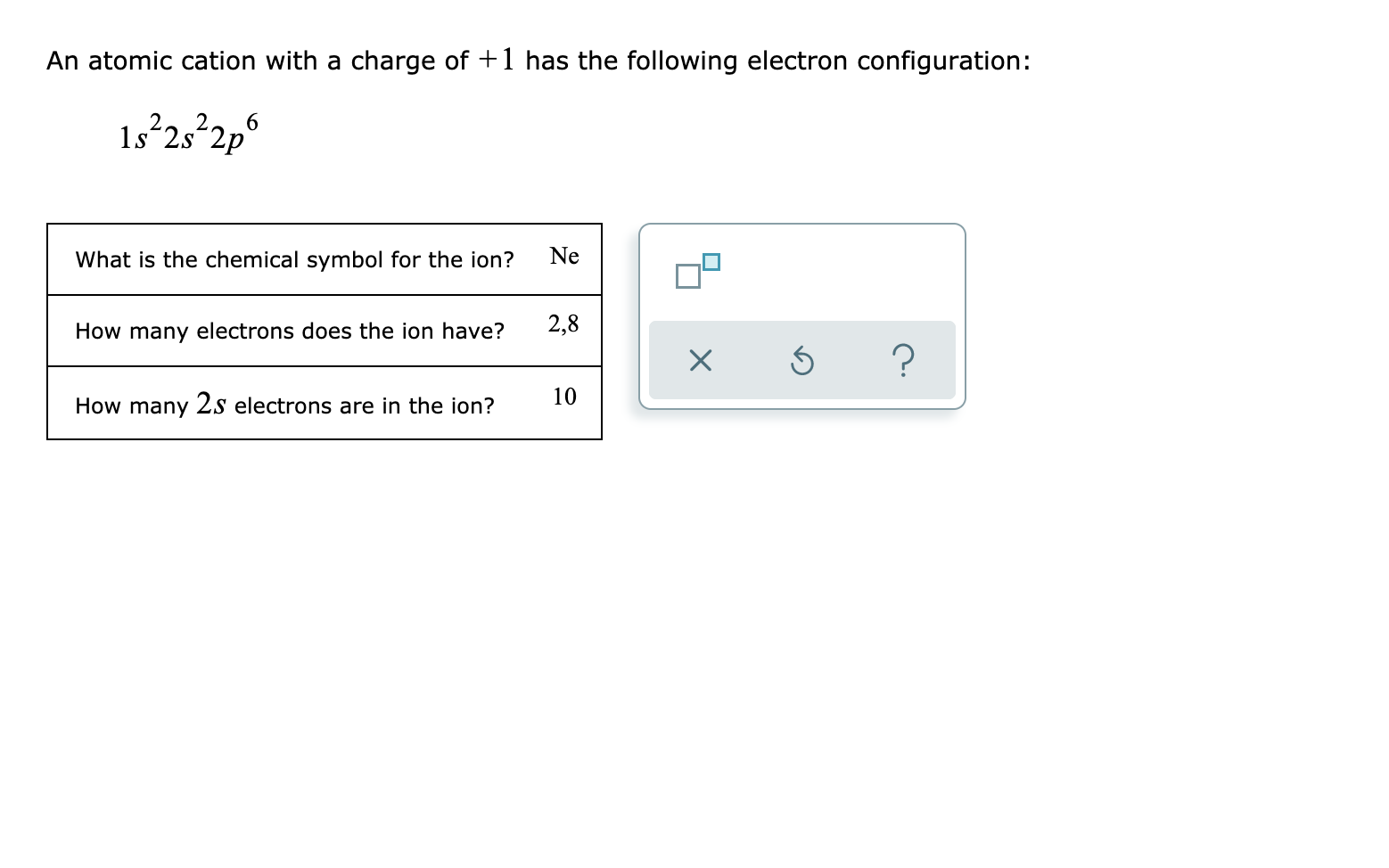 Solved An Atomic Cation With A Charge Of 1 Has The