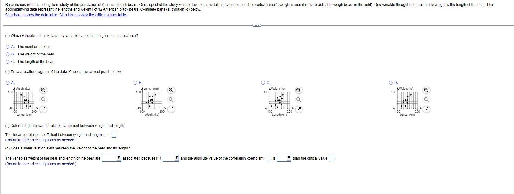 Solved Data Table Critical Values for the Correlation | Chegg.com