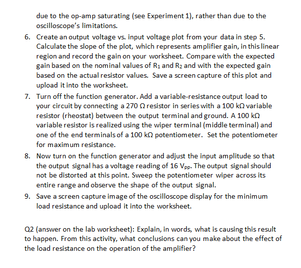 Experiment 1: Open-Loop Op-amp Saturation | Chegg.com