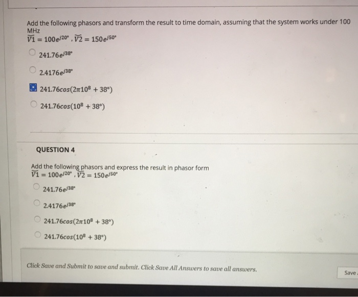 Solved Add the following phasors and transform the result to | Chegg.com
