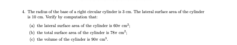 Solved 4. The radius of the base of a right circular | Chegg.com