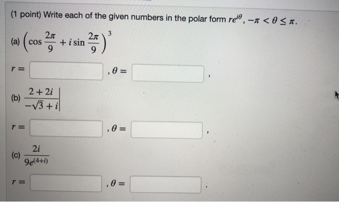 Solved (1 point) Write each of the given numbers in the | Chegg.com