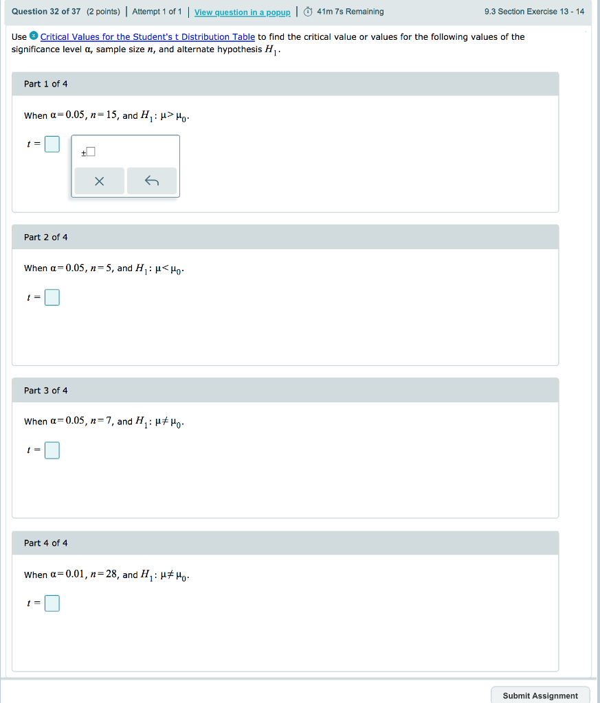 Solved Critical Values for the Student's t Distribution Area | Chegg.com