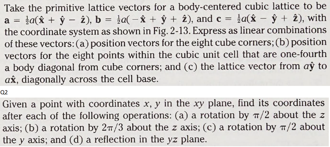 Solved - = Take the primitive lattice vectors for a | Chegg.com