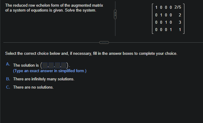 Solved The reduced row echelon form of the augmented matrix | Chegg.com