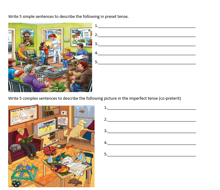 Write 5 simple sentences to describe the following in | Chegg.com