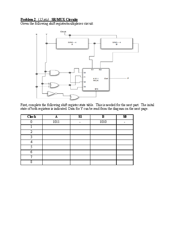 Solved Problem 2 (15 pts) SR/MUX Circuits Given the | Chegg.com