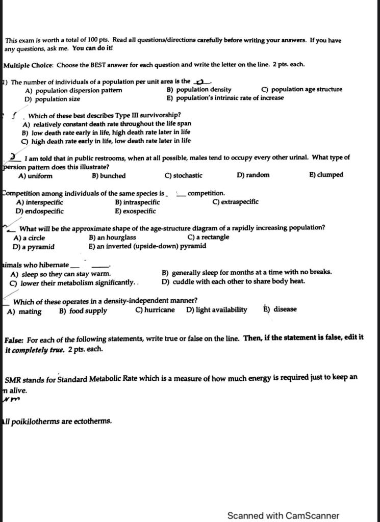 Solved This exam is worth a total of 100 pts. Read all | Chegg.com