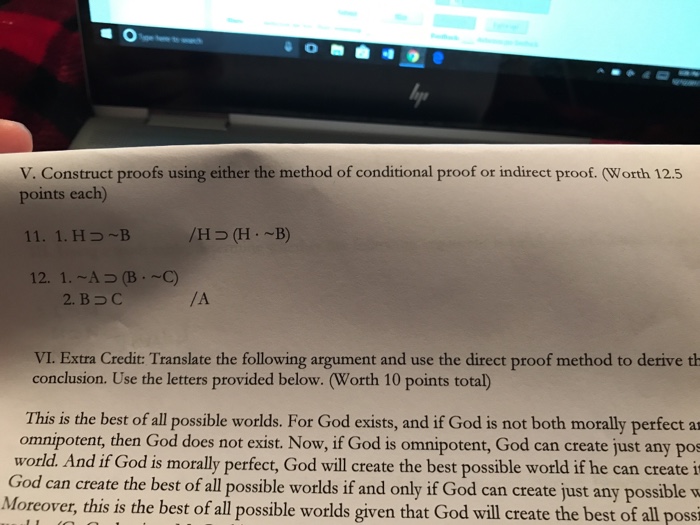 Solved V. Construct proofs using either the method of | Chegg.com