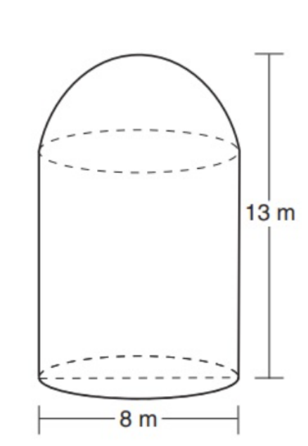 Solved A grain silo consists of a cylinder with a hemisphere | Chegg.com