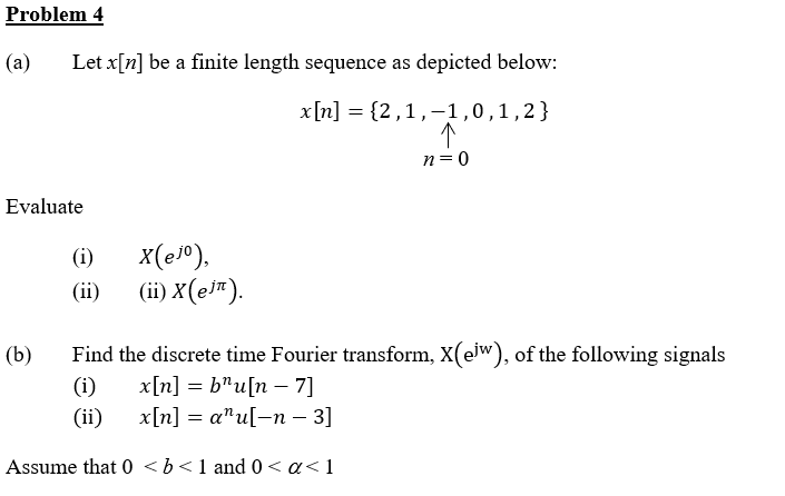 Solved Problem 4(a) ﻿Let x[n] be ﻿a finite length sequence | Chegg.com