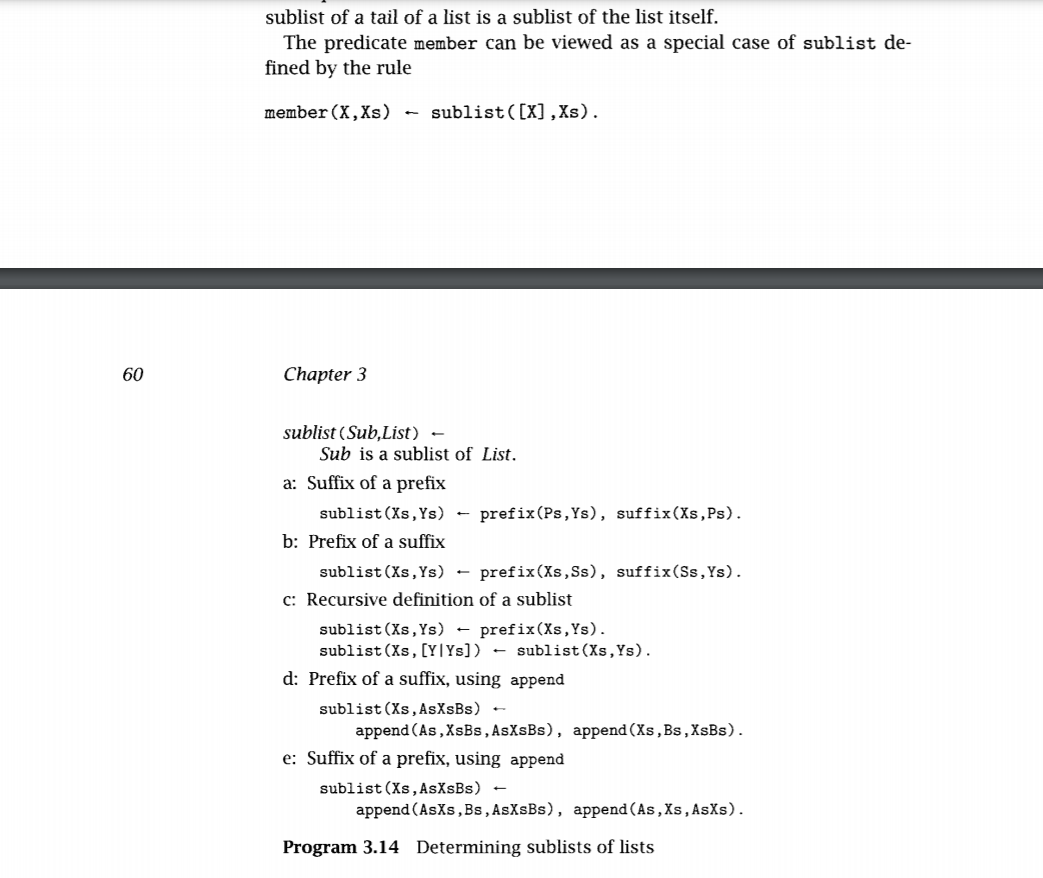 (i) A variant of Program 3.14 for sublist is defined | Chegg.com