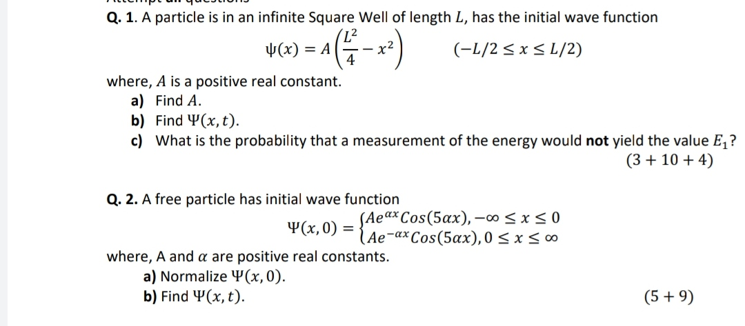 Solved Q 1 A Particle Is In An Infinite Square Well Of