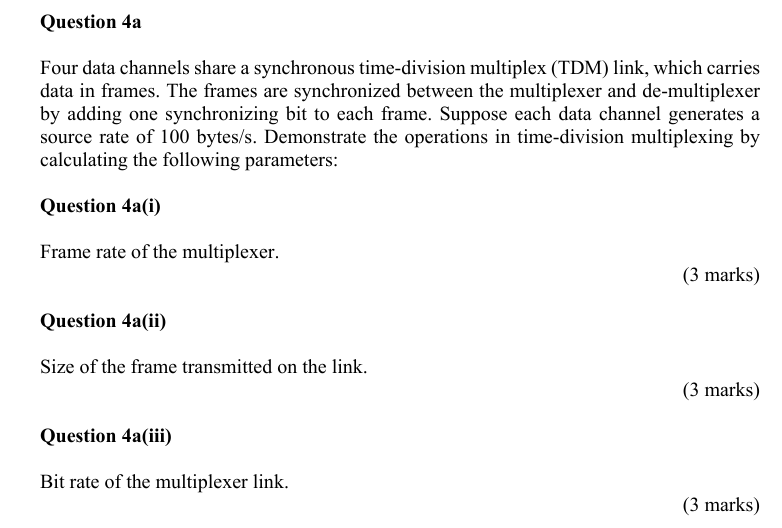 Solved Question 4aFour data channels share a synchronous | Chegg.com