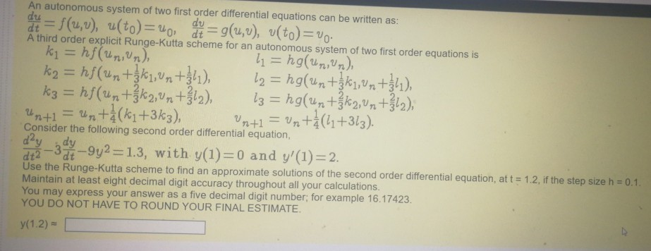 Solved An autonomous system of two first order differential | Chegg.com