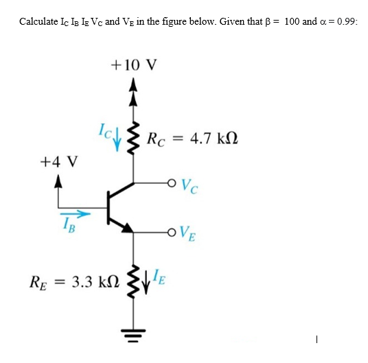Solved Calculate Ic Ig Ig Vc and Vg in the figure below. | Chegg.com